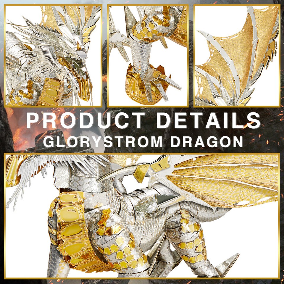 Piececool 3D Model Kits For Adult Glorystrom Dragon Metal Puzzle Model ...
