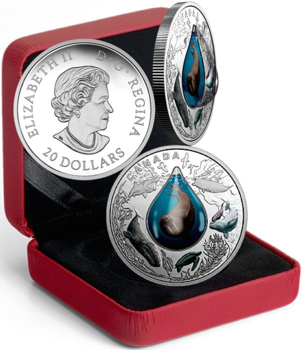 2017 Canadian Underwater Life $20 1OZ Pure Silver Coin Canada 3D Water ...