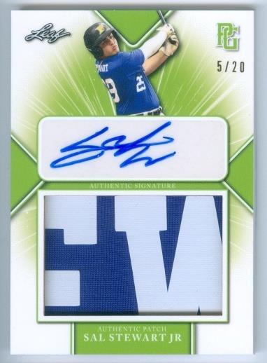 SAL STEWART JR "PATCH AUTOGRAPH /20" LEAF PERFECT GAME NATIONAL ...