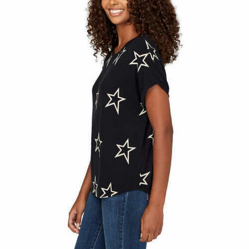 NWT BUFFALO 1557216 BLACK SUPERSTAR SHORT SLEEVE CREW NECK KNIT TOP SZ ...