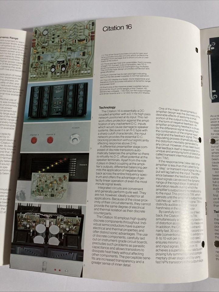 Harman/Kardon Citation 16 Power Amplifier Brochure Original Vintage | eBay