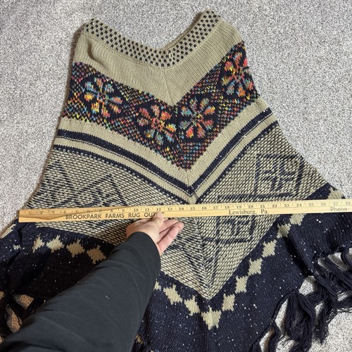Boho Shawl Poncho Womens One Size Lagenlook Cottagecore Hippie Tribal ...