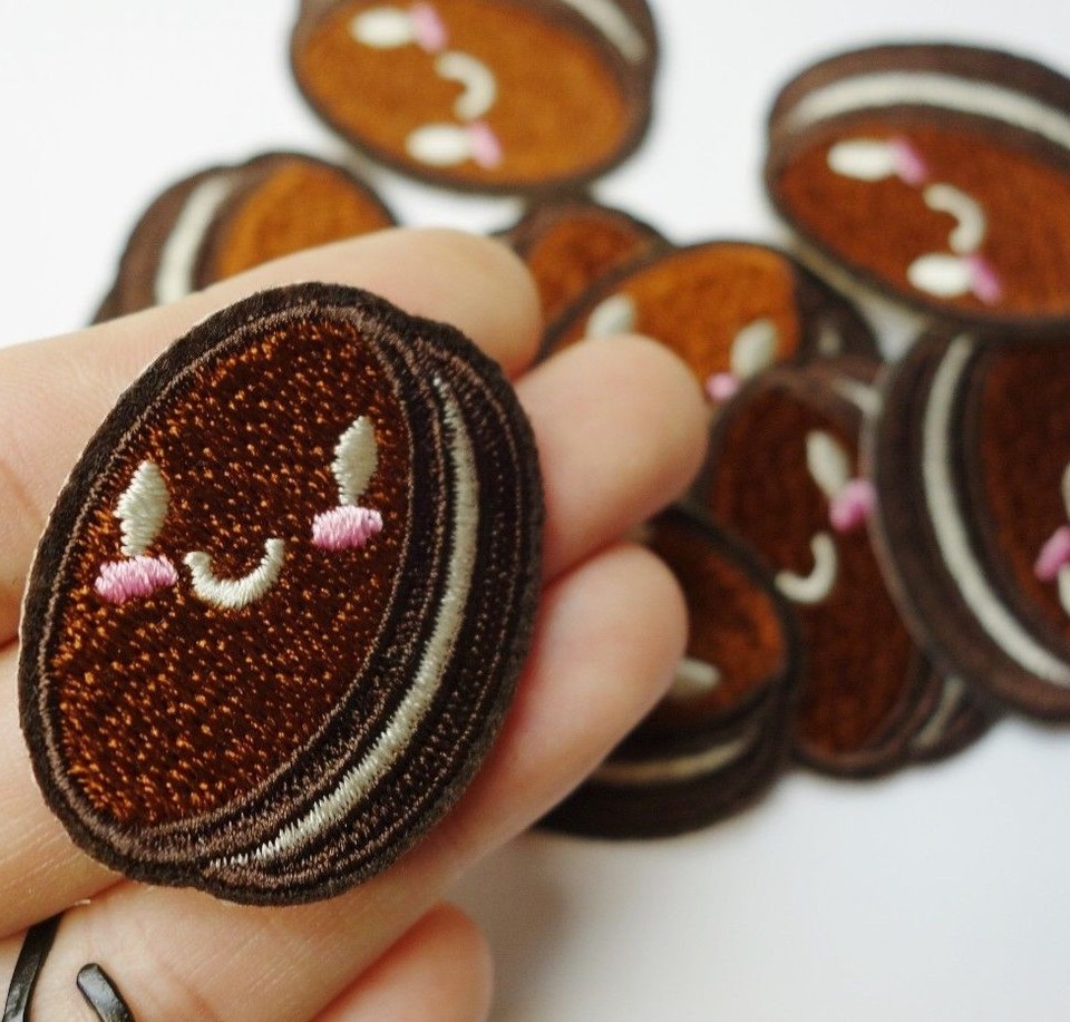 Kawaii Cookies & Milk Carton Iron-On/Sew-On Embroidered Patch Applique ...