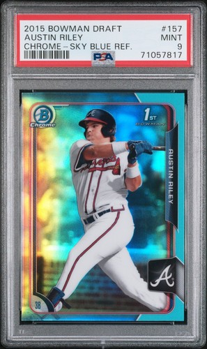 2015 Bowman Chrome Draft Austin Riley Sky Blue Refractor Rookie PSA 9 ...