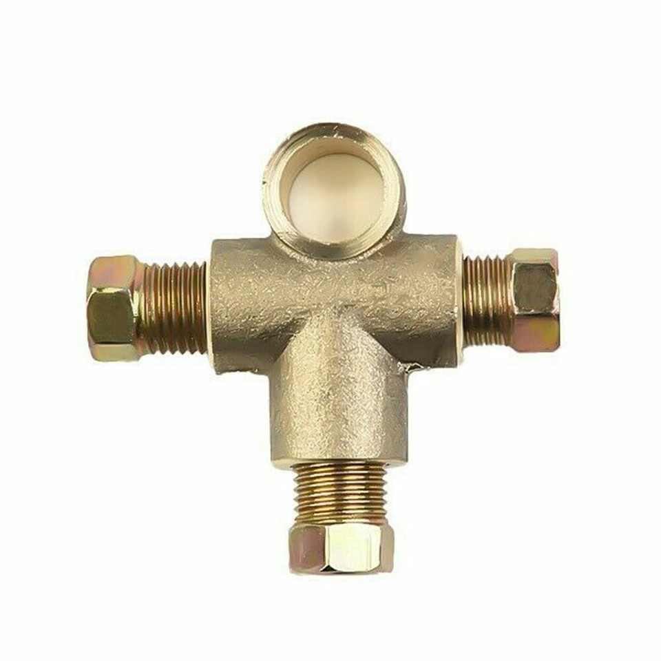 T Brake Line Tee Hose Connector 3 Way Adapter With 3 Male Nut Union 3/ ...