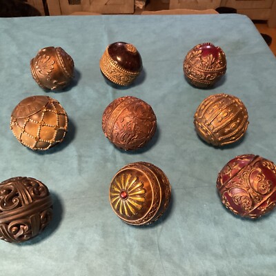 9 Vintage Wooden carved Balls - 4 " Diameter | eBay