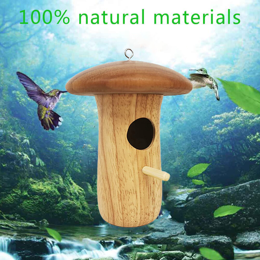 Wooden Bird Feeder Nature Ventilatio Mushroom Shaped Bird Nest for ...