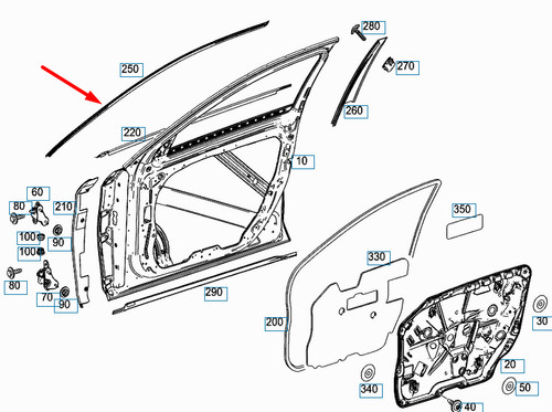 NEW MERCEDES BENZ S CLASS W222 FRONT RIGHT DOOR CHROME TRIM A2226989600 ...