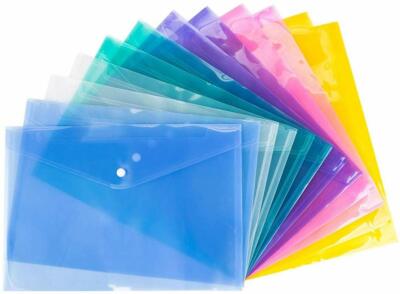 A5 Size Plastic Popper Wallets Document Envelope Stud Wallet-5 Colours ...
