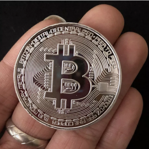 Physical Silver Bitcoin Commemorative Round Collectors BTC Coin Silver ...