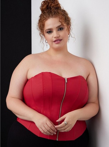 Torrid Zip Front Corset Top Red Lingerie NWT New 00X | eBay