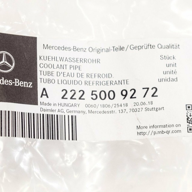 Mercedes-Benz S-class Engine Coolant Pipe Hose a 2225009272 for sale ...