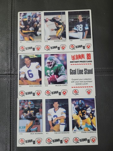 CFL 1989 Vachon Player Cards Set of 4 uncut sheets Rare Item | eBay