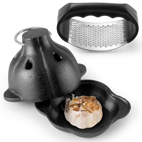 Cast Iron Garlic Roaster, Pre-Seasoned Smoker Roaster Box With ...