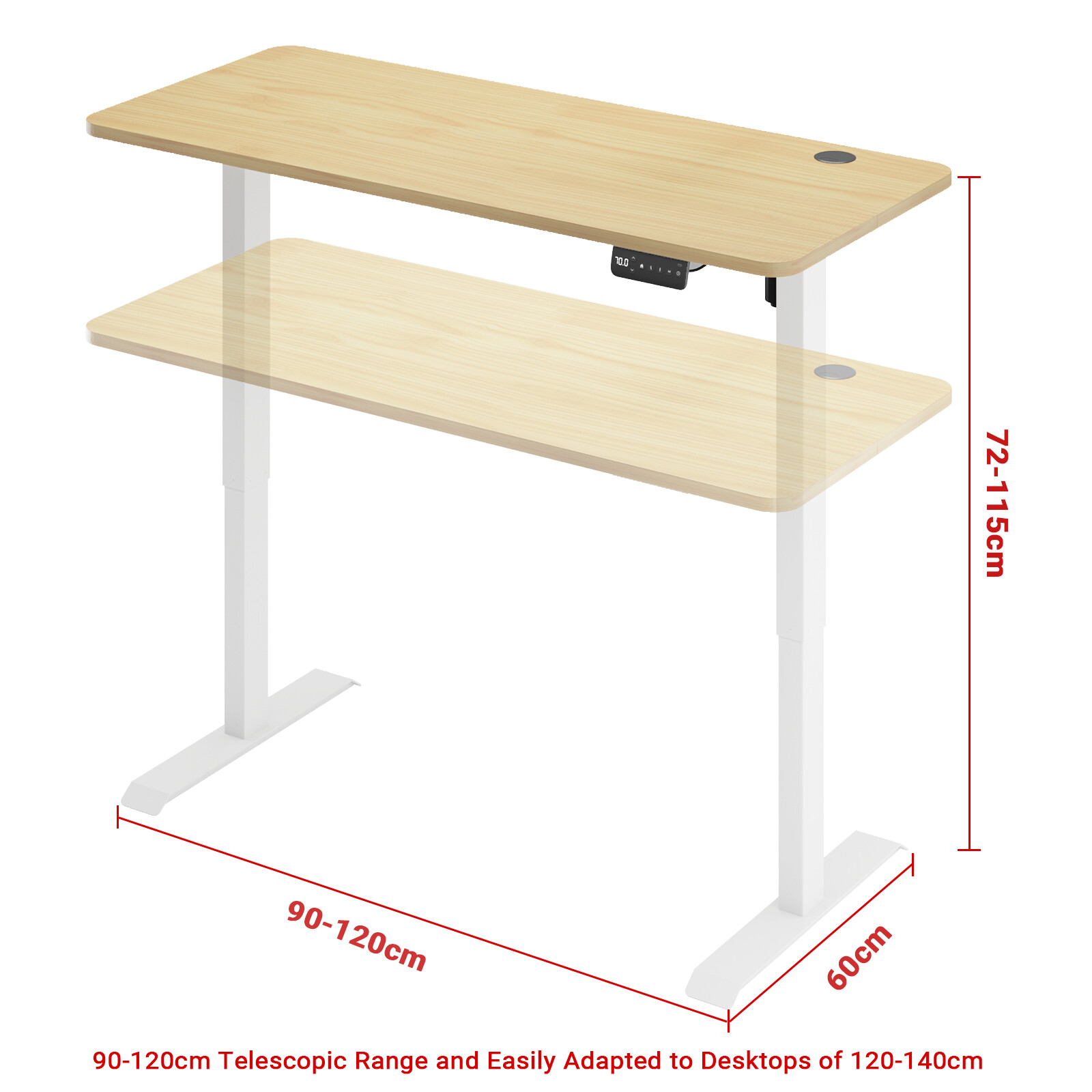 140cm Height Adjustable Sit Standing Motorised Desk Office Computer ...