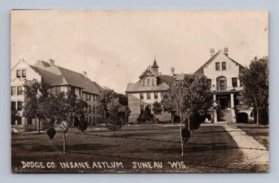 Dodge County Insane Asylum JUNEAU Wiscosnin RPPC Antique Mental ...