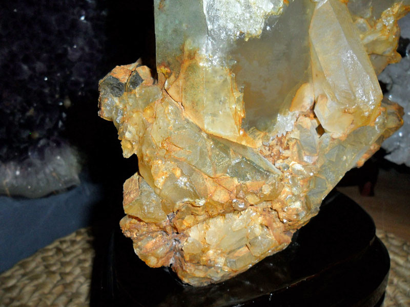 Crystal Cluster with Massive Point on a Wooden Base Exceptionally a ...