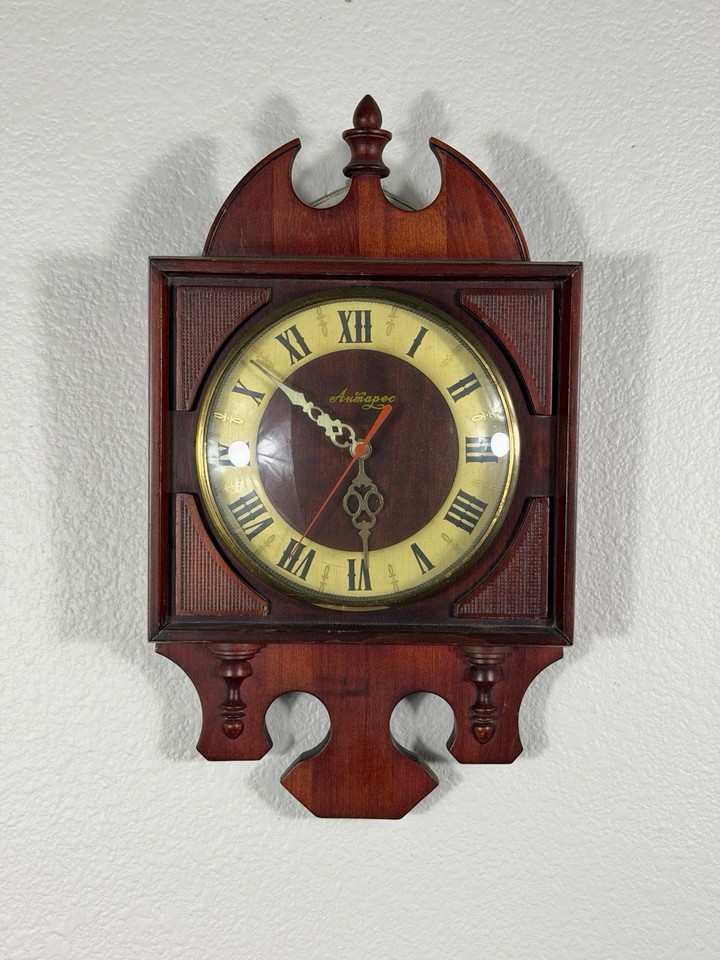 Vintage Soviet USSR Antares Russian Quartz Wall Clock Wood Case 17x9 ...