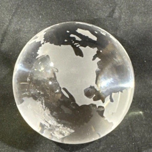 Vintage World Globe Earth Paperweight Etched Frosted Crystal Glass ...