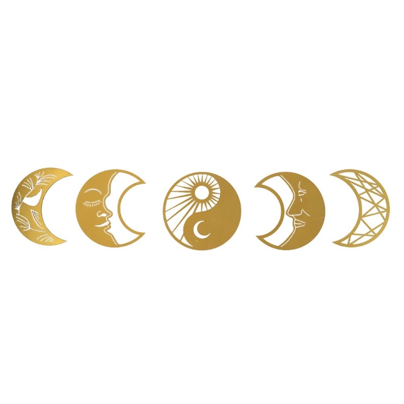 5pcs Wall Decoration Wooden Moon Phase Wall Hanging Decor Bohemian ...