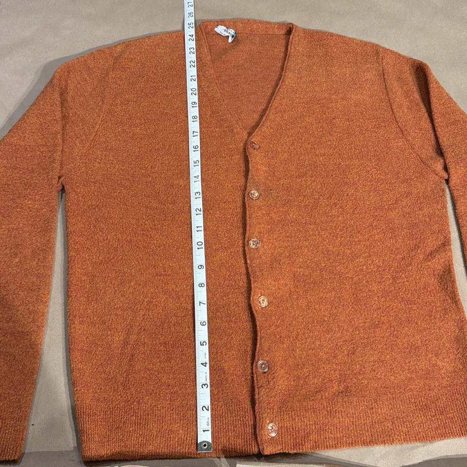 VTG Men's Rusty Orange Himalaya Fuzzy Orlon Acrylic Cardigan V-neck M/L ...