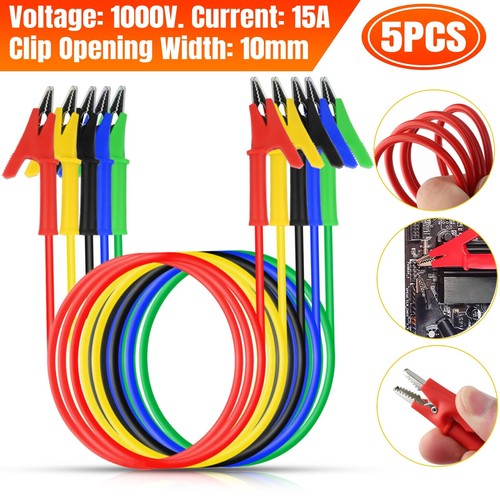 5Pcs Alligator Clips Electrical Test Leads Set 30V 15A Jumper Wires ...