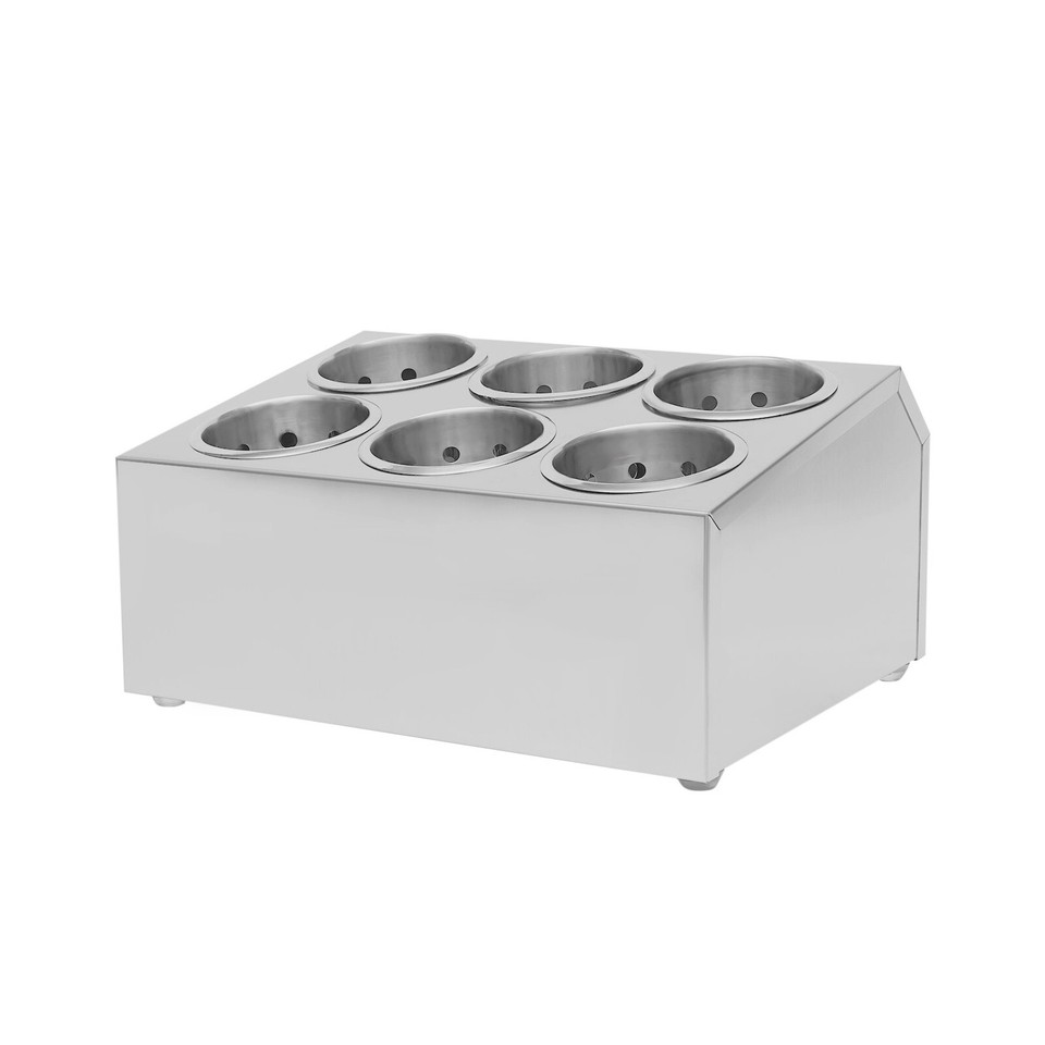 6-Hole Stainless Flatware Storage Case Spoon Cylinder Holder Knife ...