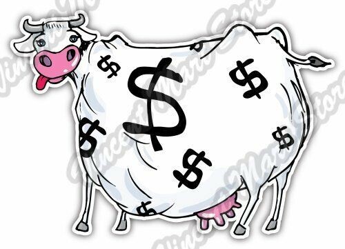 Fat Cash Cow Dollar Sign Money Gift Idea Car Bumper Vinyl Sticker Decal ...