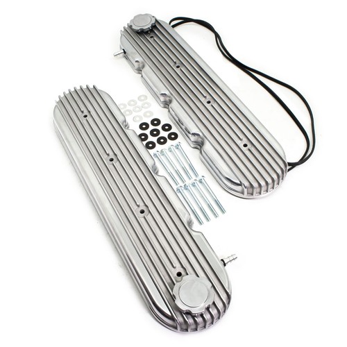Chevy GM LS Engines Retro Finned Valve Covers W/ Gaskets Polished ...