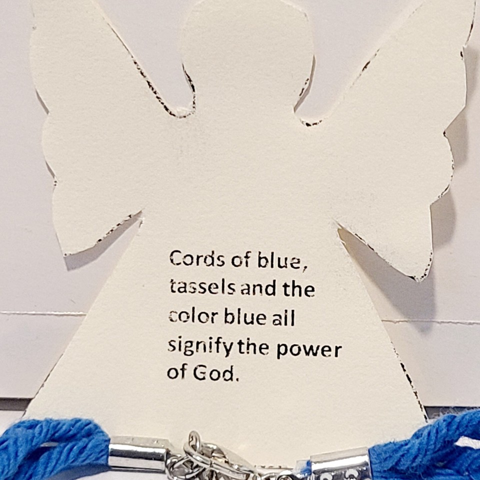 Hand-made Christian Blue Double Braided Rope Cord with Angel Pendant ...