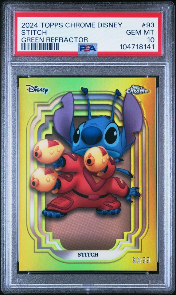 2024 TOPPS CHROME DISNEY GREEN REFRACTOR #93 STITCH 83/99 PSA 10 | eBay