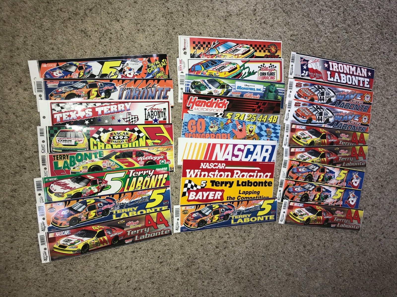 Huge Lot of 25 Terry and Justin Labonte, Winston Racing Vintage Bumper ...