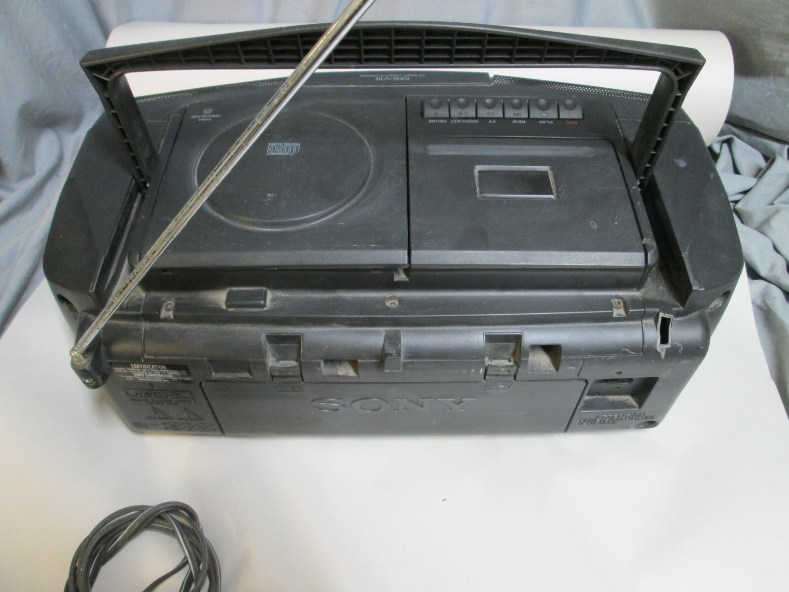 Sony Cfd-v10 Portable CD Radio Cassette Tape Player Boombox Tested EUC ...