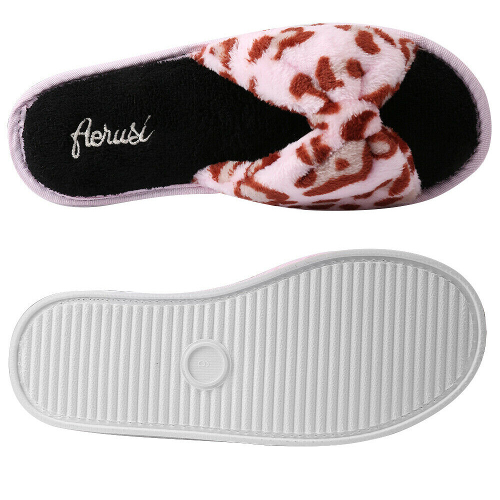 Aerusi Cozy Soft Open Toe Slippers Soft Memory Foam Sole Bedroom Indoor ...