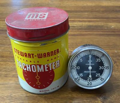 NOS CLEAN! Vintage Stewart Warner Portable Hand Tachometer MODEL 757-W ...