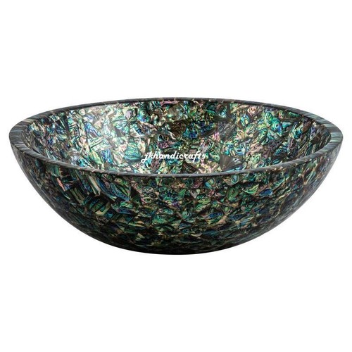 21'' Abalone Shell Overlay Work Wash Basin Royal Look Vessel Indian ...