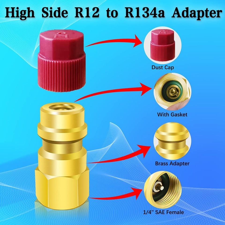 2PC R12 To R134a Low and High Pressure Connection Fitting Retrofit Kit ...