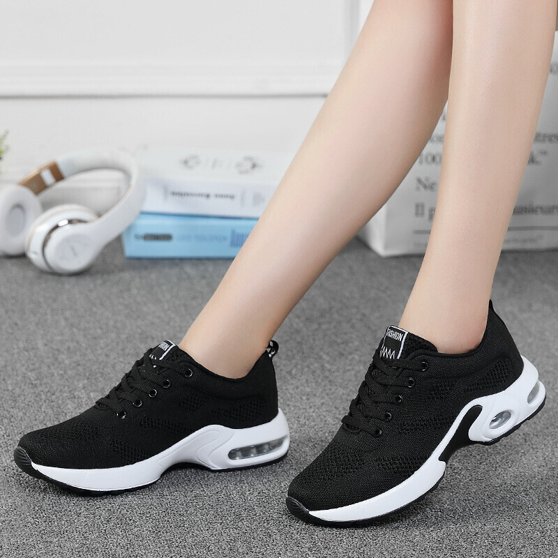 Womens Ladies Running Trainers Sports Sneakers Knit Lace Up Comfy GYM ...
