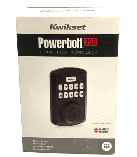 Kwikset Electronic Deadbolt Powerbolt 250, 10 Button Keypad Lock Matte ...