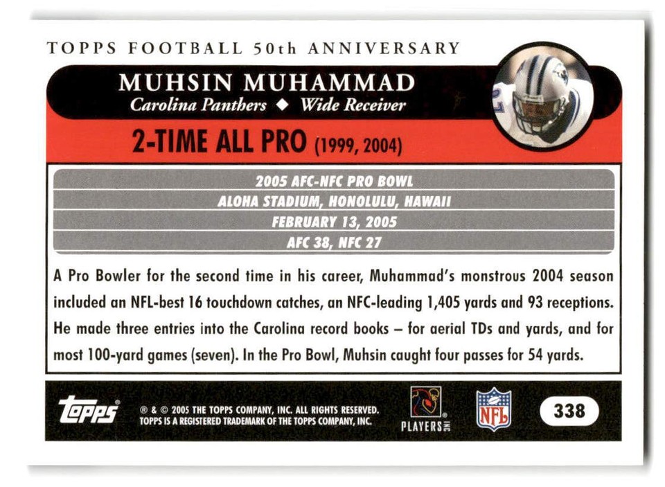 Muhsin Muhammad 2005 Topps FOOTBALL #338 Carolina Panthers | eBay