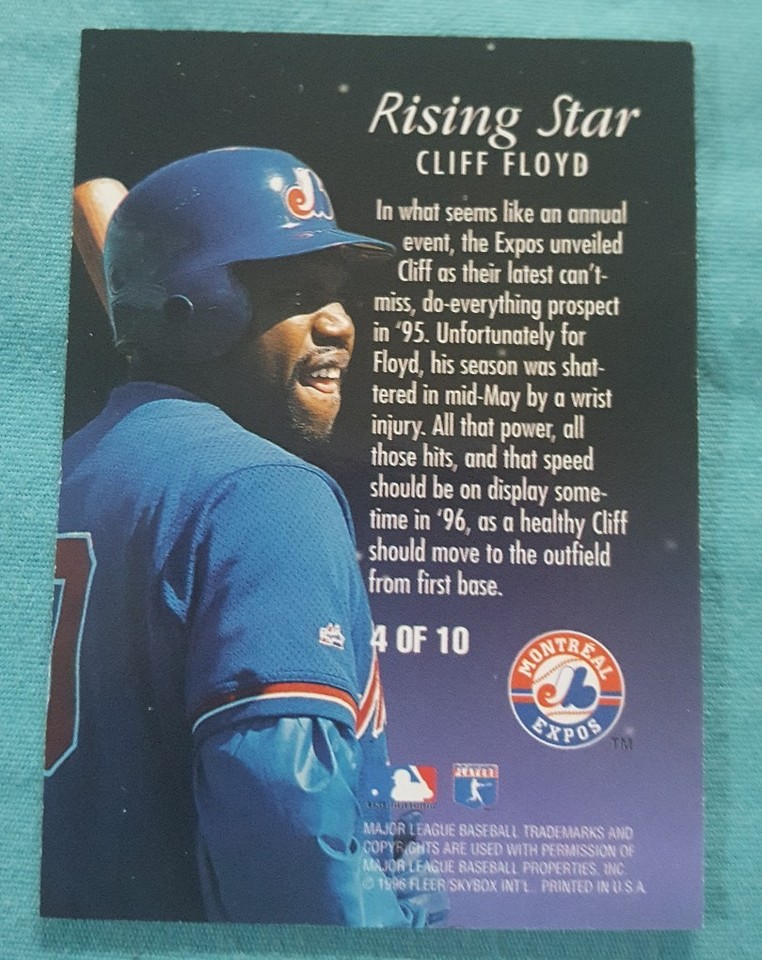 1996 Fleer Ultra Rising Star #4 Cliff Floyd Baseball Card | eBay