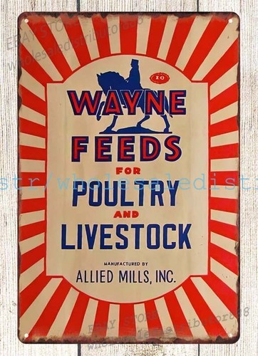 wayne feed poultry horse hog pig livestock farm metal tin sign ...