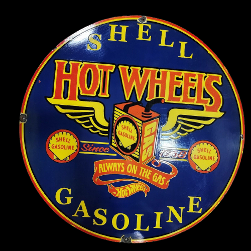 HOTWHEELS SHELL PORCELAIN ENAMEL SIGN 30 INCHES ROUND | eBay