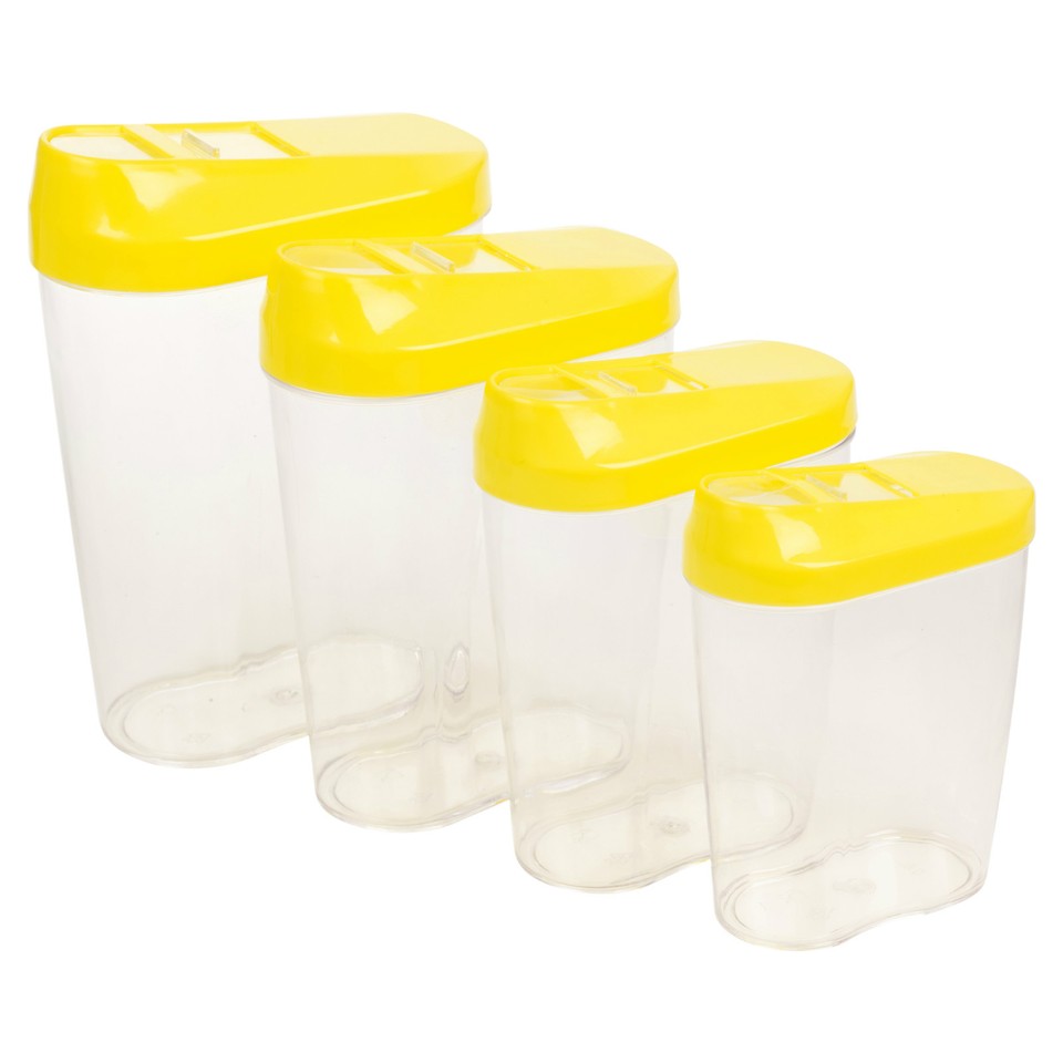 4pc Stacking Nested Food Storage Dispenser + Slide Lid Easy Pour ...