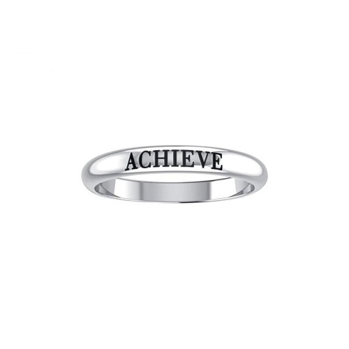 Achieve 925 Sterling Silver Ring Empowering Words Inspirational Jewelry ...