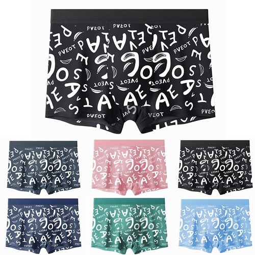 Mens Boxer Briefs Printed Polyester Seamless Shorts Underpants ...
