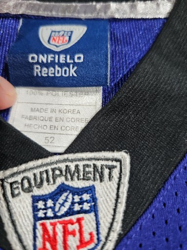 RAY RICE Baltimore Ravens Sewn Jersey Reebok NFL Players On Field Sz 52 ...