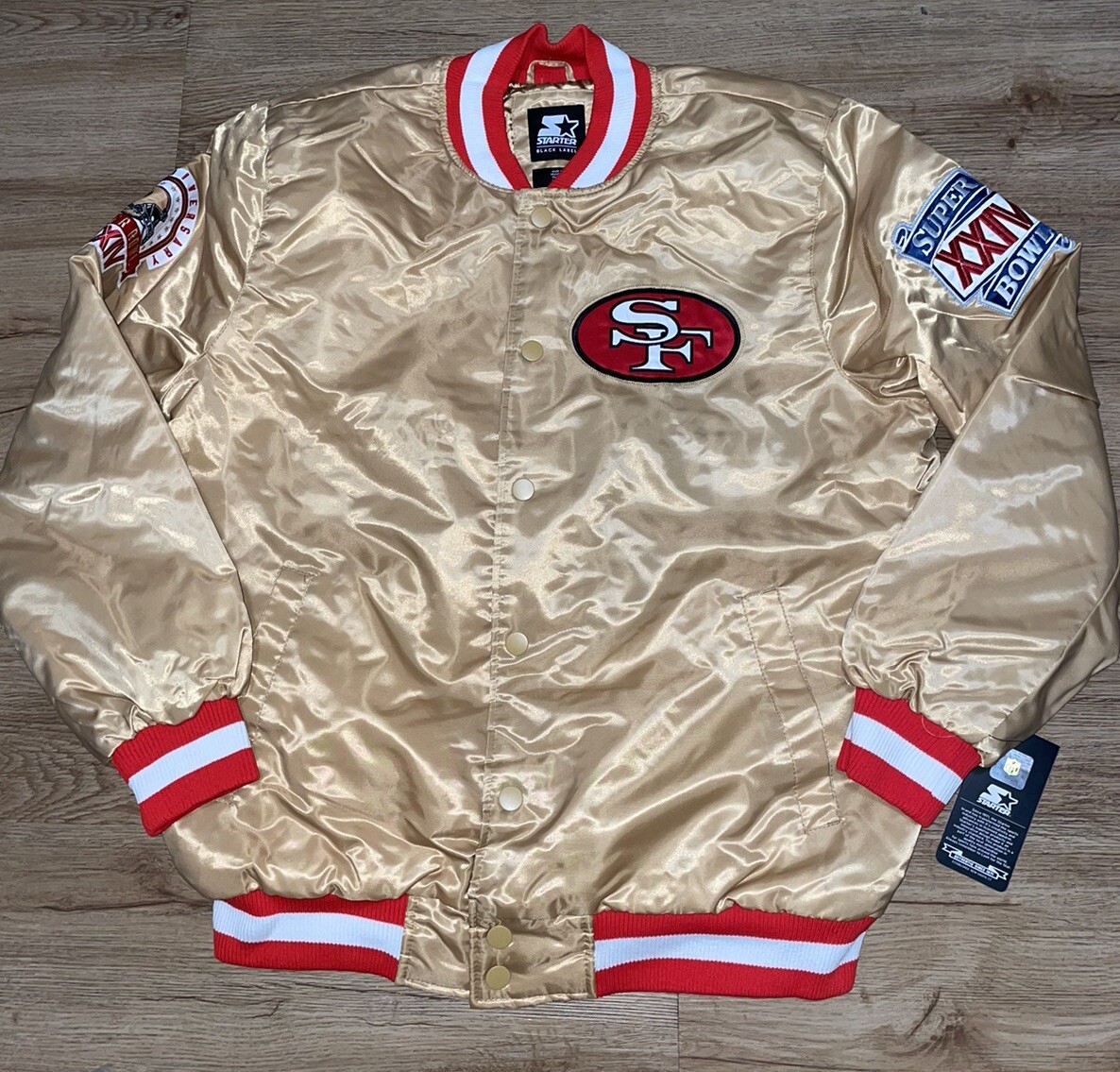 2021 Starter San Francisco 49ers GOLD Jacket Satin Men SIZE XL 30th ...