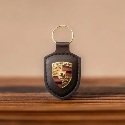 NEW PORSCHE LEATHER CREST KEY RING FOB CHAIN BLACK WAP0500950E | eBay