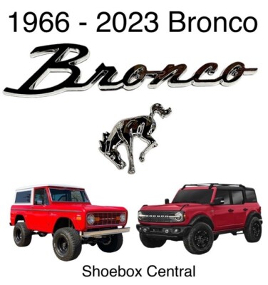 1966 - 2023 Ford Bronco Chrome Emblem Set Script with Horse Adhesive ...